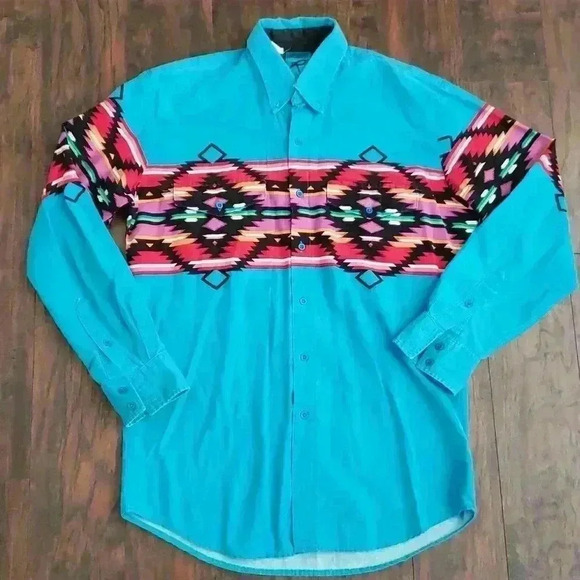 Roper | Shirts | Vintage Roper Bright Western Aztec Print Rodeo Button ...